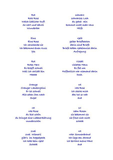 Elfchen der 6. Klasse - huerstholz.ch