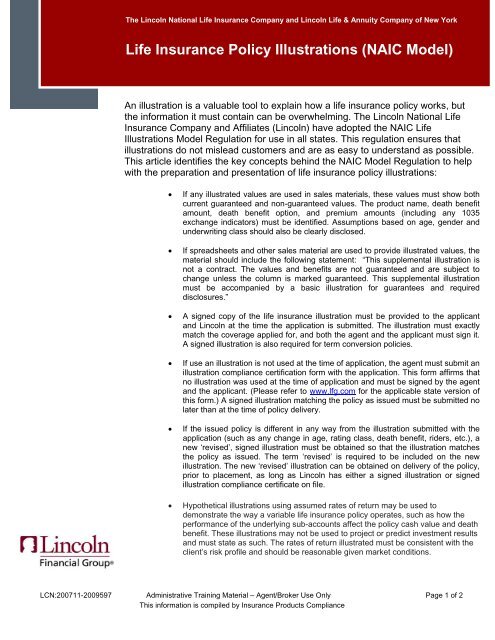 Life Insurance Policy Illustrations (NAIC Model)