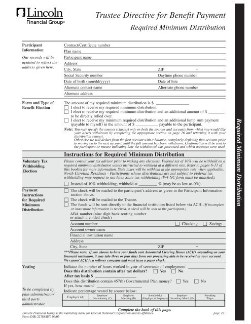Required Minimum Distribution - Lincoln Financial Group