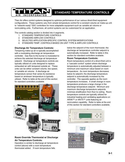 TA Standard Temperature Controls - Titan Air