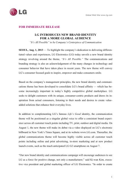 LG INTRODUCES NEW BRAND IDENTITY FOR A MORE GLOBAL ...