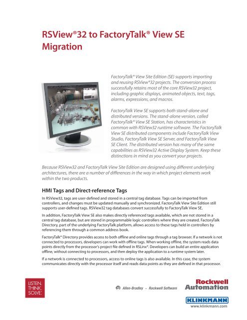 RSView32 to FactoryTalk View SE Migration (2011_08 - Klinkmann.