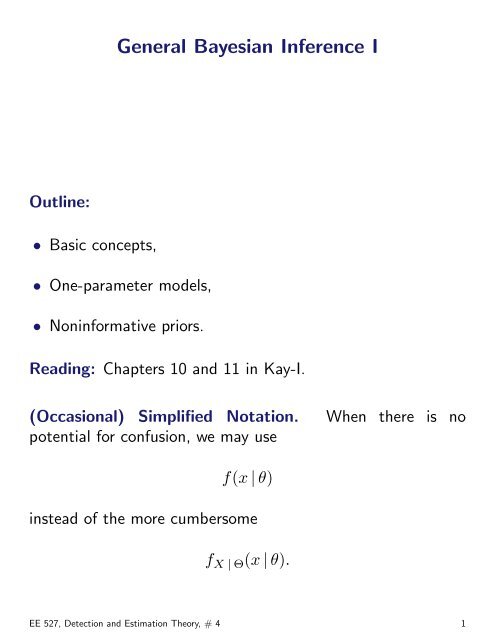 Bayesian Inference Using Prof Alds Notes