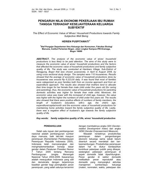artikel lengkap (PDF) - Departemen Ilmu Keluarga dan Konsumen ... artikel lengkap (PDF) - Departemen Ilmu Keluarga dan Konsumen ...