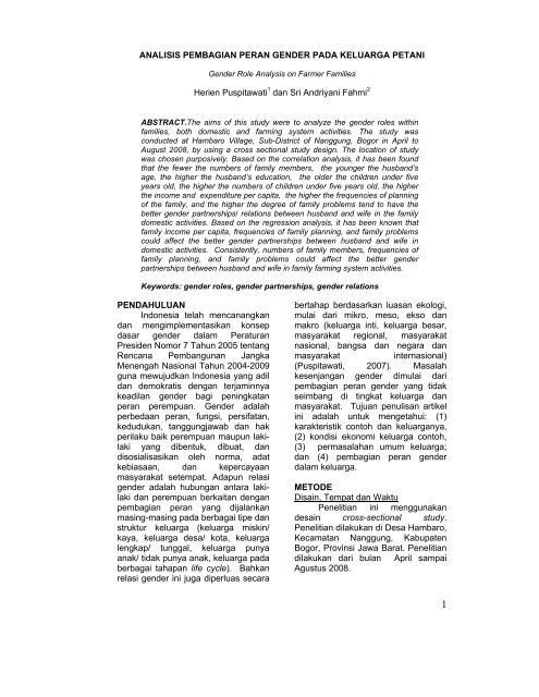 artikel lengkap (PDF) - Departemen Ilmu Keluarga dan Konsumen ... artikel lengkap (PDF) - Departemen Ilmu Keluarga dan Konsumen ...
