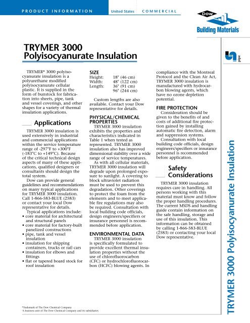 TR YMER 3000 Polyisocyanurate Insulation TRYMER 3000 ...