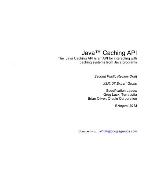 Javaâ ¢ Caching API - Oracle Software Delivery Cloud