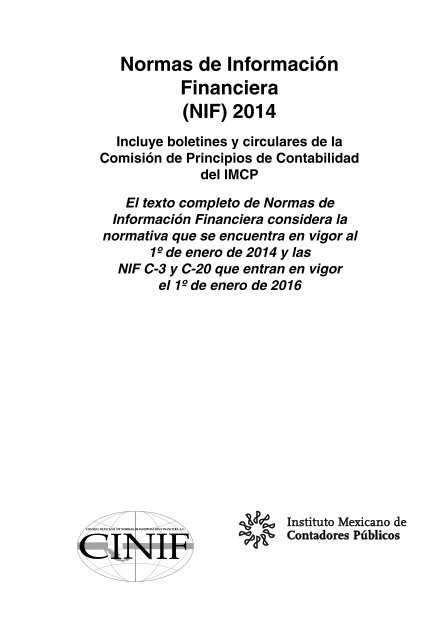 Normas de Información Financiera (NIF) 2014