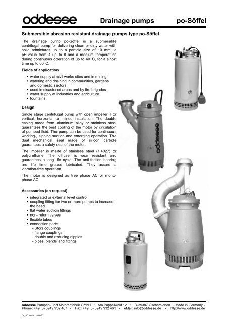 po-Söffel Drainage pumps - oddesse Pumpen- und Motorenfabrik ...