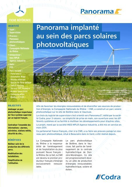 Panorama implantÃ© au sein des parcs solaires ... - Codra