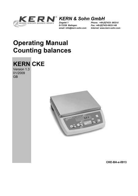 Operating Manual Counting balances - KERN & SOHN GmbH