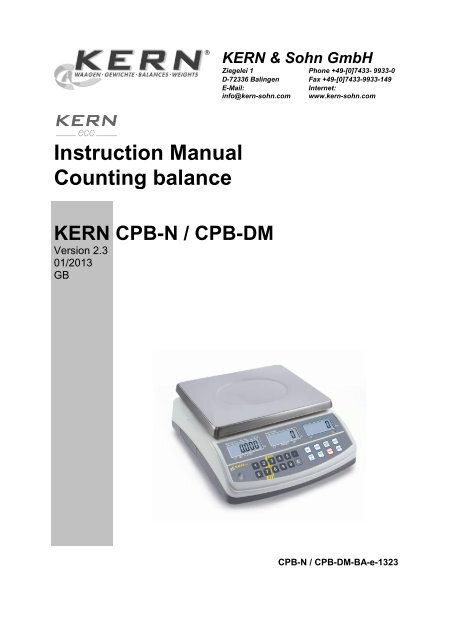 Instruction Manual Counting balance - KERN & SOHN GmbH
