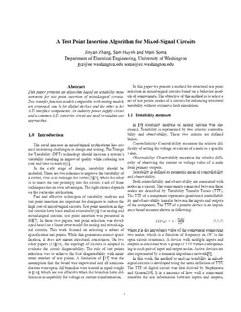 A Test Point Insertion Algorithm For Mixed Signal Circuits