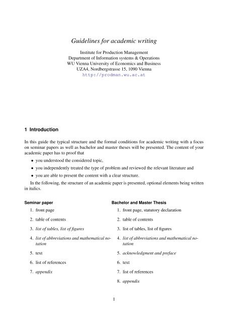 Guidelines for academic writing - ProdMan