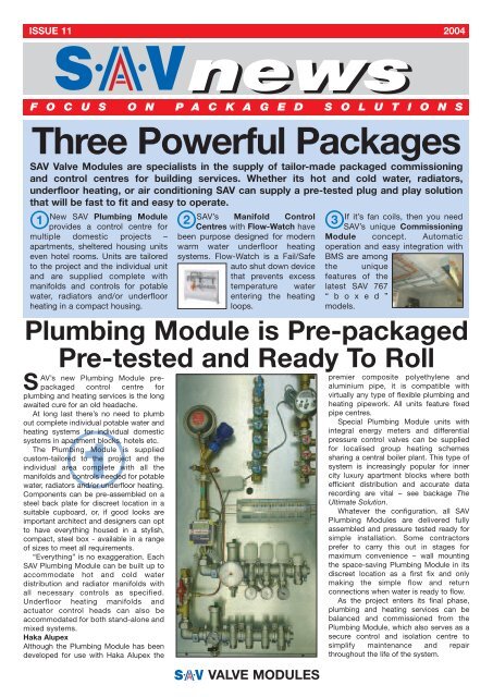 Three Powerful Packages VALVE MODULES - SAV Systems