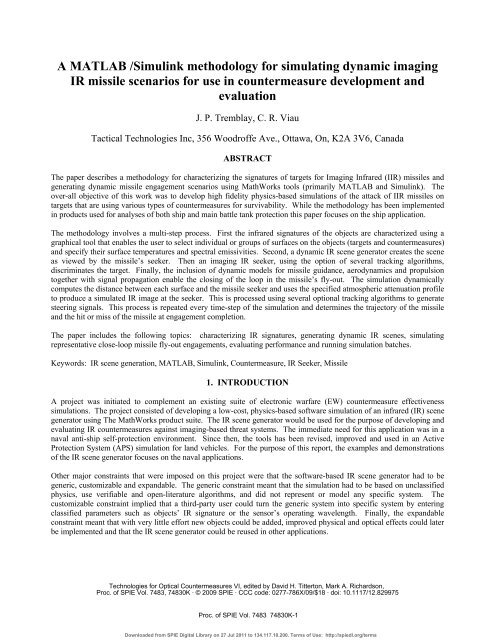 A MATLAB /Simulink methodology for simulating dynamic imaging ...