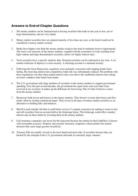 Answers to End-of-Chapter Questions