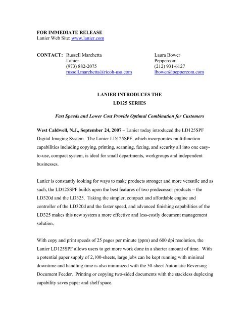 lanier introduces the ld125 series