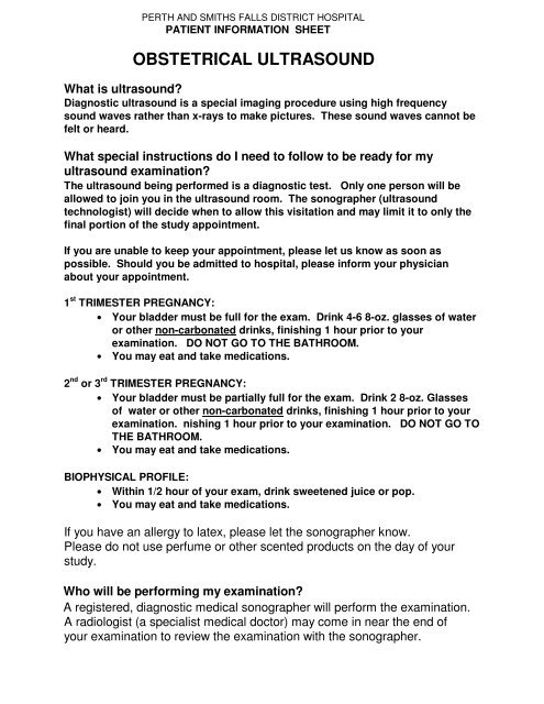 OBSTETRICAL ULTRASOUND - Perth & Smiths Falls District Hospital