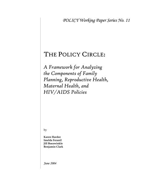 THE POLICY CIRCLE A Framework for Analyzing ... - POLICY Project