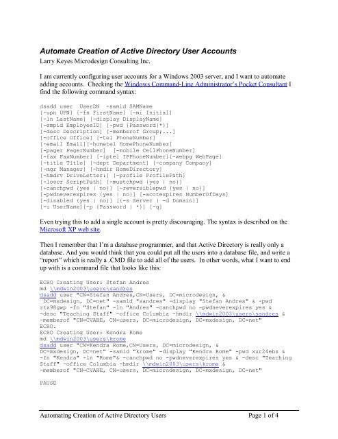 Automate Creation Of Active Directory User Accounts Microdesign