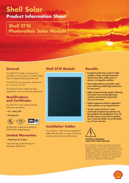 Shell ST10 Photovoltaic Solar Module