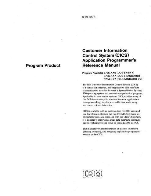 Program Product Customer Information Control System ... - Index of