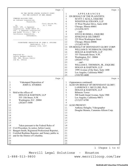 Deposition Transcript of Mr. John Stoides