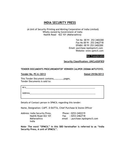 INDIA SECURITY PRESS - The India Government Mint , Kolkata