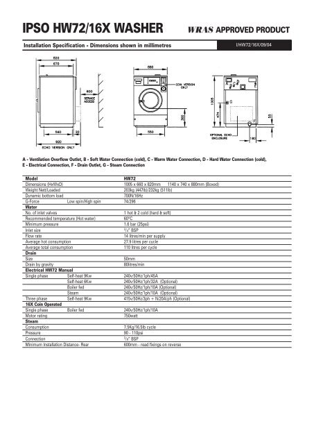 IPSO HW72/16X WASHER - Laundrymachines.co.uk