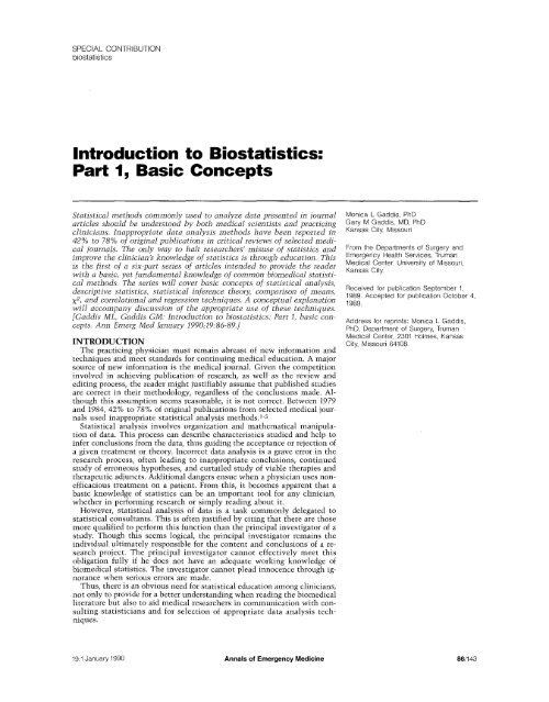 Introduction to Biostatistics: Part 1, Basic Concepts - yimg.com
