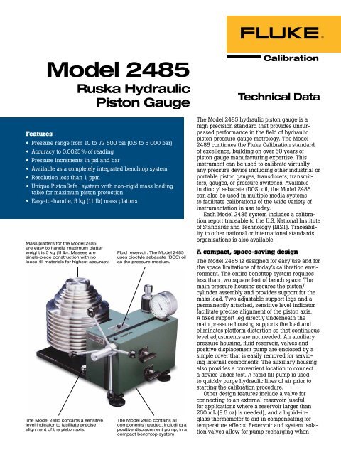 Model 2485 Ruska Hydraulic Piston Gauge