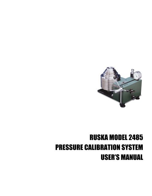 ruska model 2485 pressure calibration system user's manual