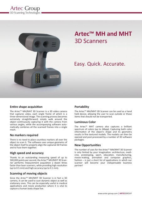Artecâ ¢ MH/MHT 3D Scanner - Laser Design | GKS