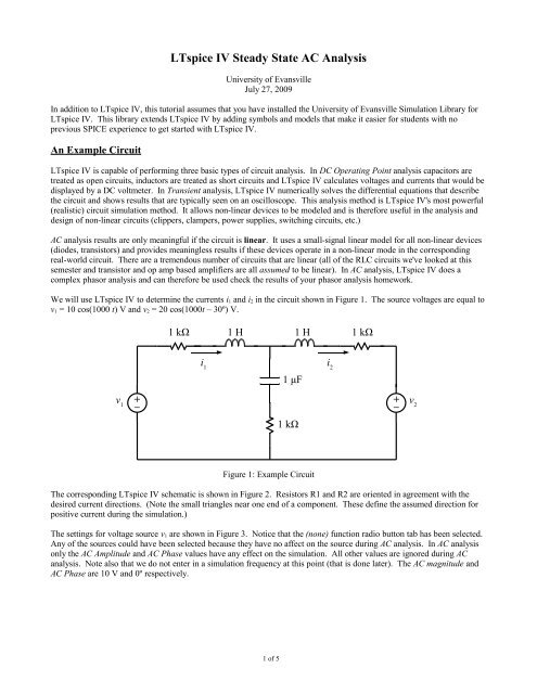 LTspice IV Steady State AC Analysis LTspice IV Steady State AC Analysis