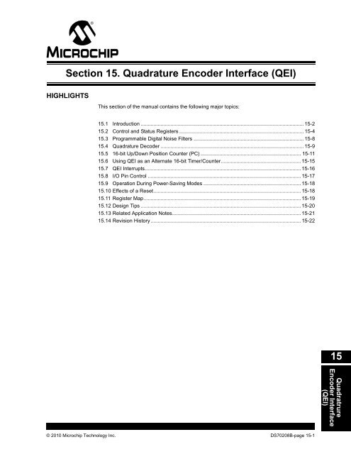 dsPIC33F FRM - Section 15. Quadrature Encoder Interface (QEI)