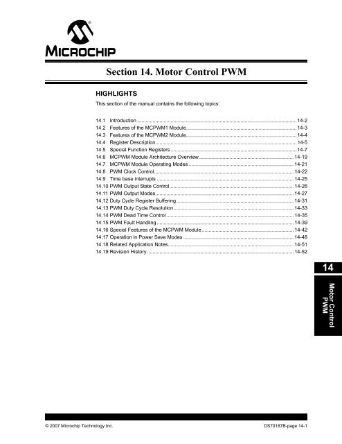 dsPIC33F Family Reference Manual - Section 14. Motor Control PWM
