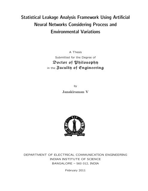 Statistical Leakage Analysis Framework Using Artificial Neural