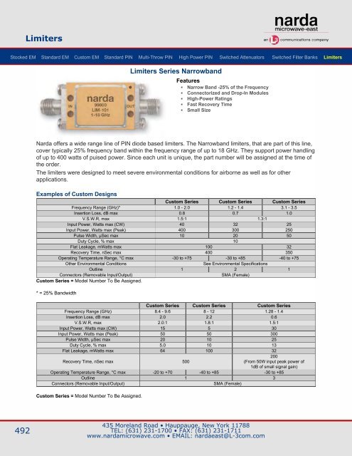 Limiter Series Narrowband - Narda