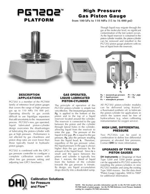 PG7202 High Pressure Gas Piston Gauge