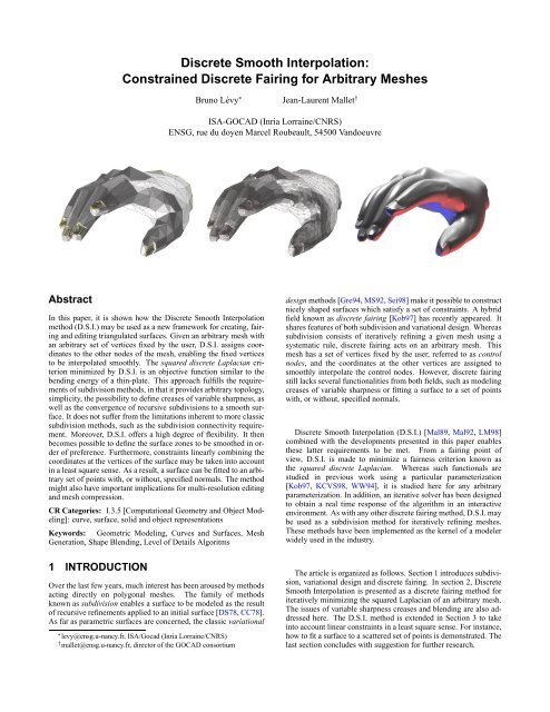 Discrete Smooth Interpolation: Constrained Discrete ... - CiteSeer