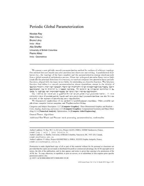 Periodic Global Parameterization - alice - Loria