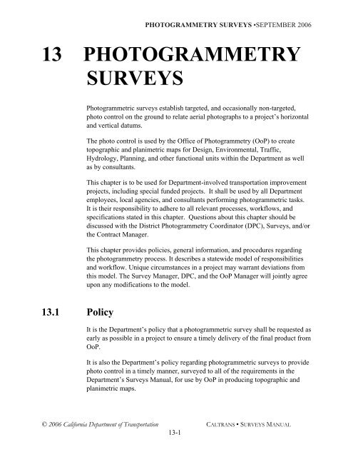 13 PHOTOGRAMMETRY SURVEYS