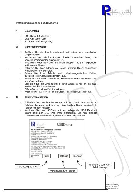 USB-Dialer 1.0 Interface
