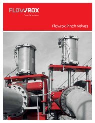 Flowrox pinch valve main dimensions