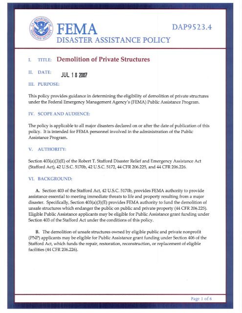 Public Assistance Debris Management Guide - Federal Emergency ...