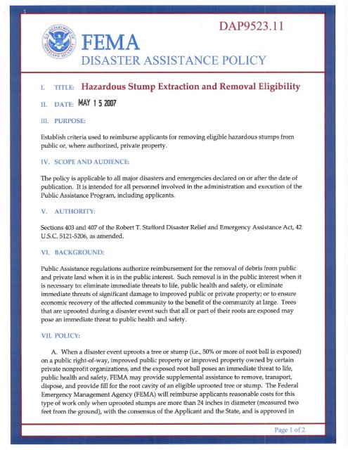 Public Assistance Debris Management Guide - Federal Emergency ...