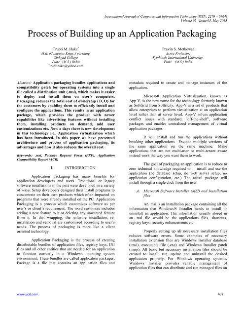 Process of Building up an Application Packaging - IJCIT