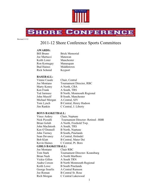 2011-12 Shore Conference Sports Committees