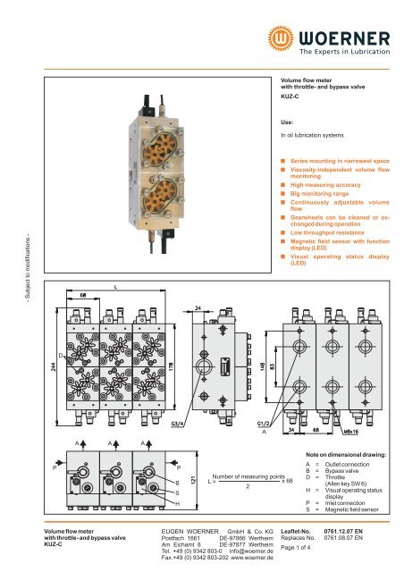 P0761 EN KUZ-C Volume flow meter with ... - TROMA-MACH sro
